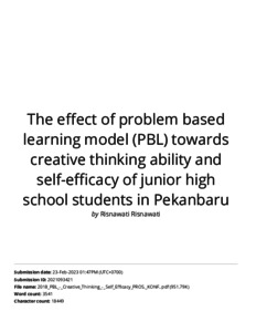 The effect of problem based learning model (PBL) towards creative ...